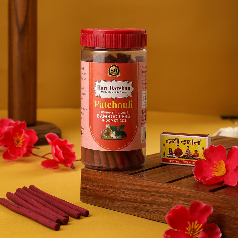 Patchouli Dry Dhoop Sticks -125g Jar-Make home a temple -Bambooless In ...